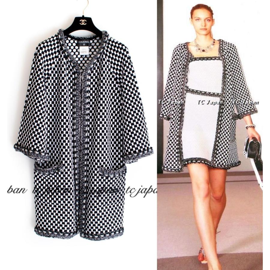 CHANEL 白黒チェック柄 フリル長袖トップス CHANEL 白黒チェック柄 フリル長袖トップス