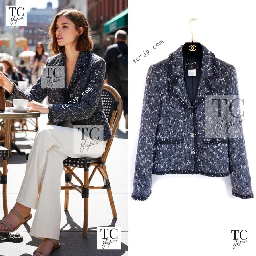 CHANEL シャネル ジャケット ネイビー ダーグレー ポップコーン ウール 貴重 ココボタン 超美品 38 40 42 : シャネル専門店 ...