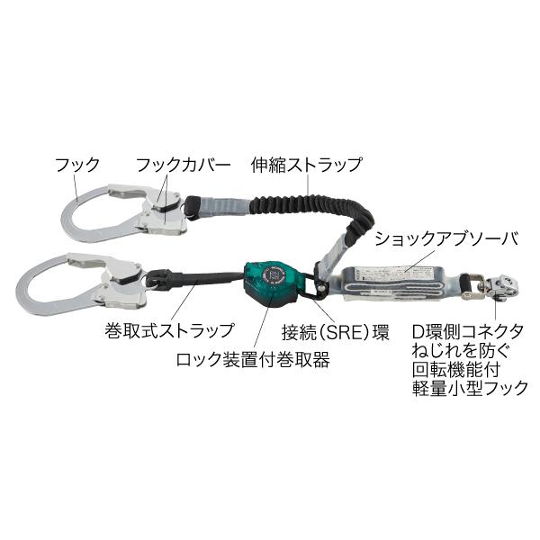 JEFCOM [法人限定] DB-HL-160MSW ジェフコム フルハーネス用ランヤード DENSAN デンサン [ DBHL160MSW ] : 電材専門店テックエキスパート - 通販 ...
