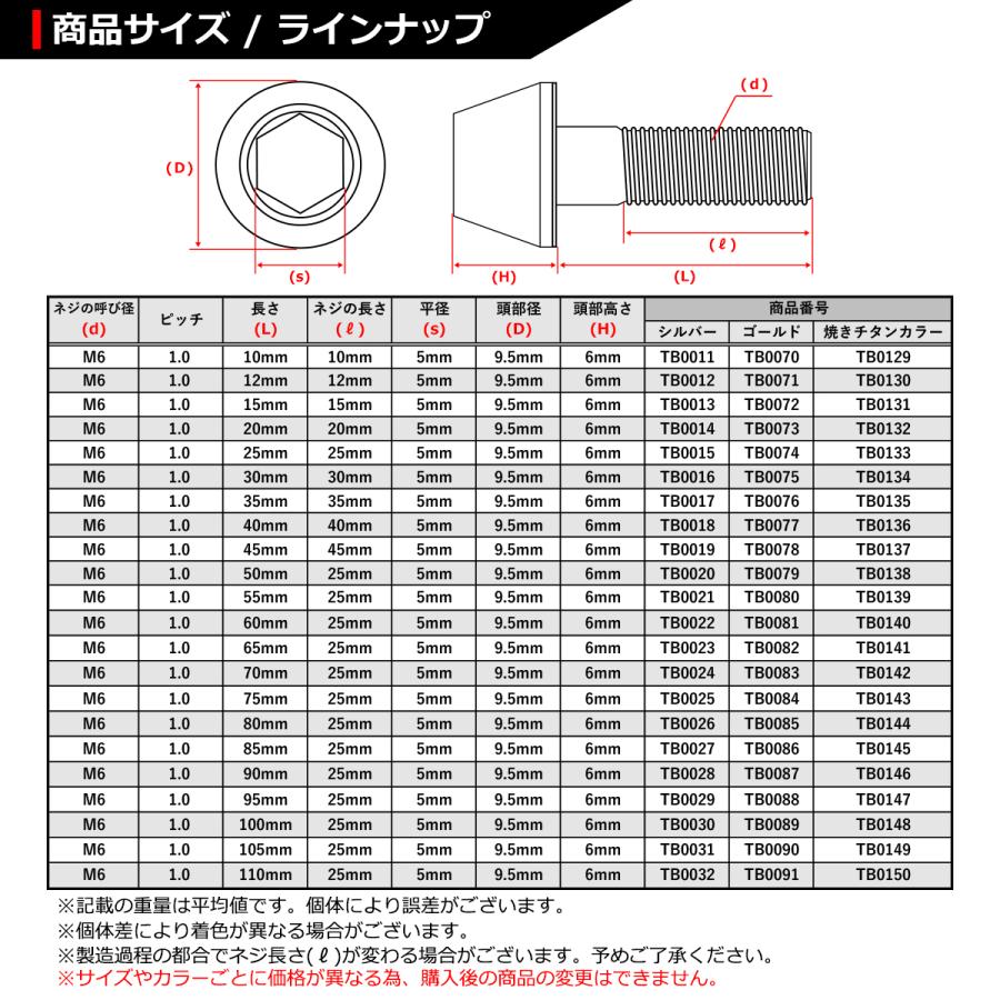 キャップボルト M6×35mm P1.0 テーパーヘッド ステンレス 焼きチタンカラー 1個 TB0135 :TB0135:TECH ...