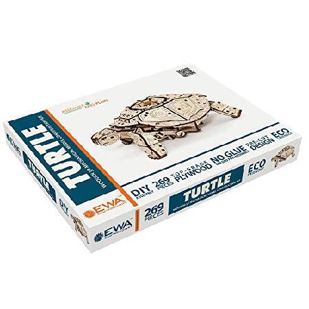 3D Puzzles for Adults DIY Wooden Turtle Puzzle Model Kit with Wind-Up ...