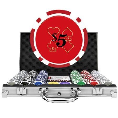 Poker Chips with Denominations, 300-pcs 11.5g Weighted Numbered Casino ...