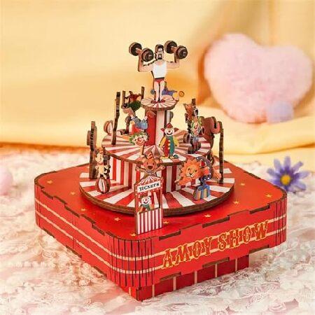 DIY 3D Wooden Circus Troupe Music Box Miniature Model Kits Jigsaw ...