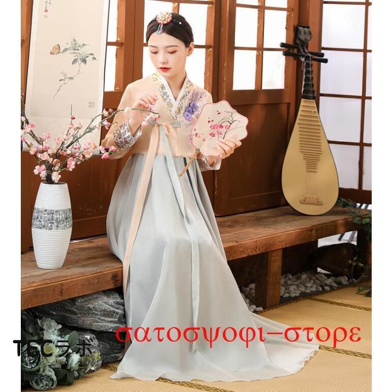 韓国民族衣装 チマチョゴリ レディース 韓服 2点セット 花 刺繍 韓国民族衣装 チマチョゴリ レディース 韓服 2点セット 花 刺繍