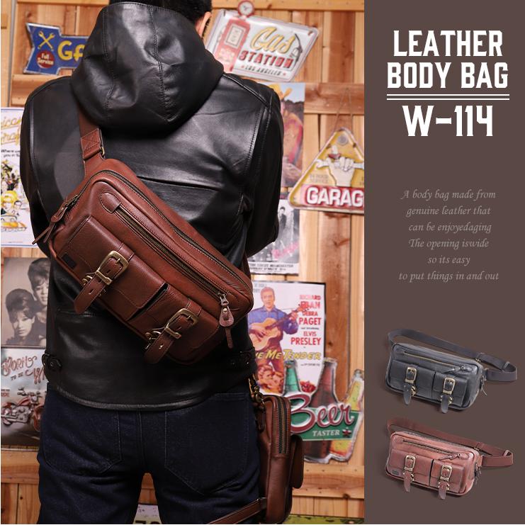 DEGNER デグナー W-114 レザーボディバッグ 2色 : 八百万堂 - 通販 - Yahoo!ショッピング