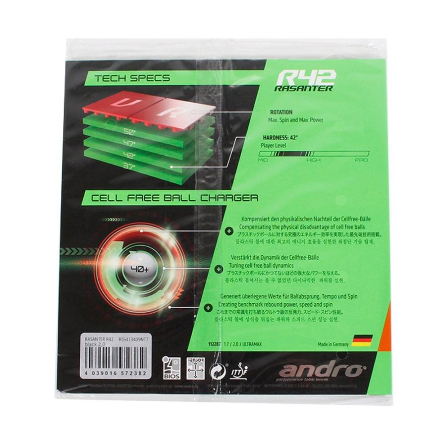 andro（アンドロ） andro RASANTER R42 ラザンター R42 卓球ラバー 裏ソフト ANDRO 112287-BK ...