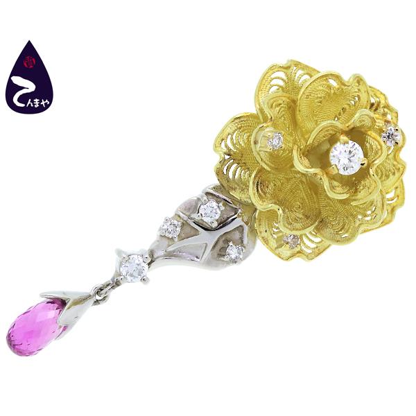 【質Shop天満屋】【仕上げ品】K18/Pt900 フラワーモチーフ ペンダントトップ ピンクサファイア 1.01ct D0.29ct 約7.2g カード鑑別書付 : 質Shop天満屋 ...