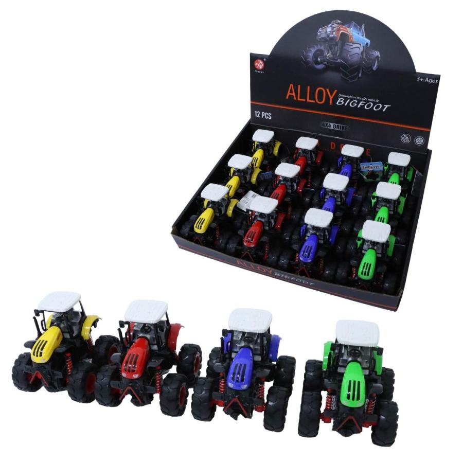 ミニカー フリクションカー 4WD トラクター 4色アソート 12個入りBOX おもちゃ 玩具 はたらく車 201-323 : テンマヤ ...