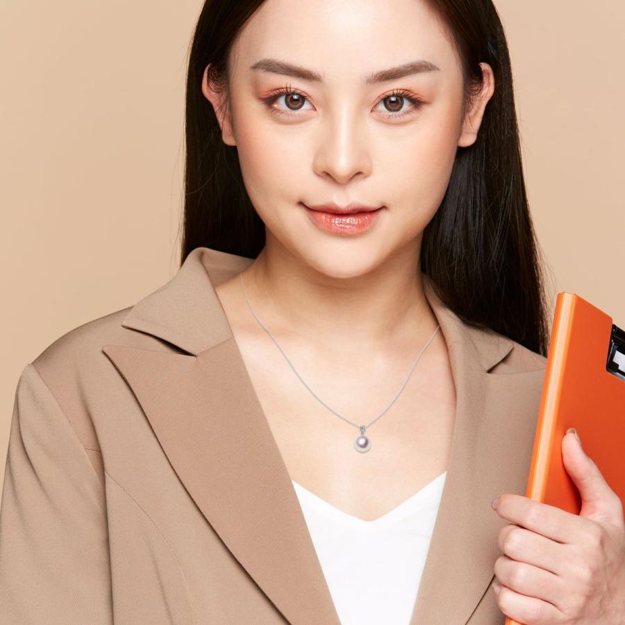真珠 ペンダント K18WG 9.0mm ダイヤ0.06ct ネックレス 一粒 あこや アコヤ 宇和島 パール 誕生日 結婚記念日 人気 送料無料 プレゼント : 宇和島 天成真珠 - 通販 ...