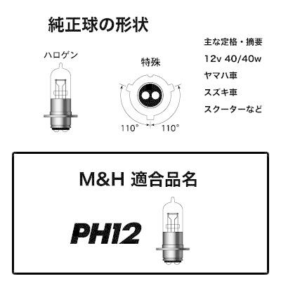 M＆Hマツシマ バイクビーム PH12 12v 40/40w （B2クリア） 102B2C :102B2C:TERRA NET Yahoo!店 - 通販 - Yahoo!ショッピング
