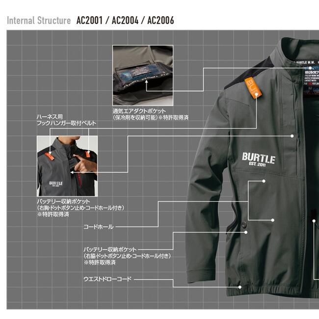 BURTLE バートル 空調ウェア AC2006 半袖 ブルゾン | かっこいい おしゃれ カジュアル メンズ レディース 夏 涼しい クール : 資材プラス - 通販 - Yahoo!ショッピング