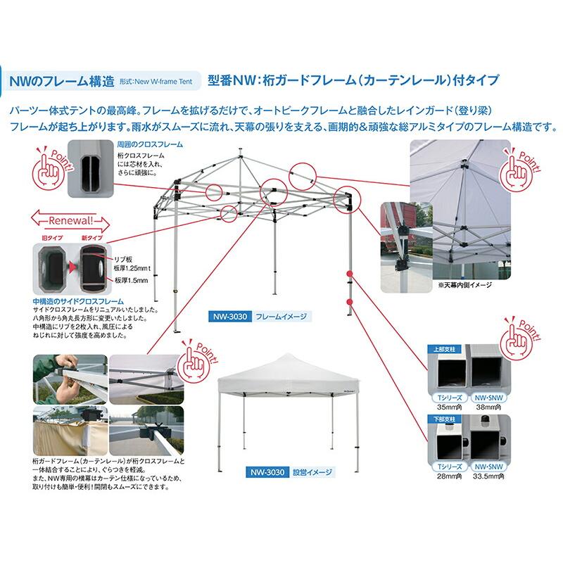 ミスタークイック テント 【SNW-3636】 360×360cm カーテンレール有 総アルミ : mq-snw3636 : 資材プラス - 通販 - Yahoo!ショッピング