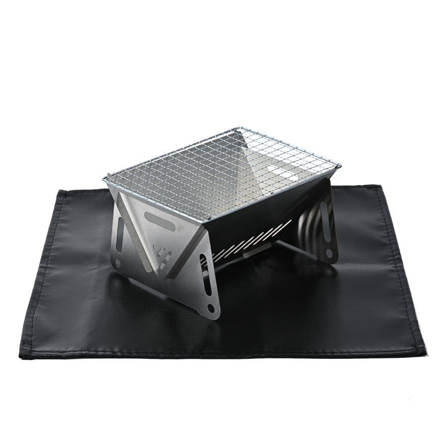 TFS バーベキュー炭コンロ コンパクト 焼き台 BBQ 折りたたみ 本体+焚火シート付 : トータルフーズシステム - 通販 - Yahoo!ショッピング