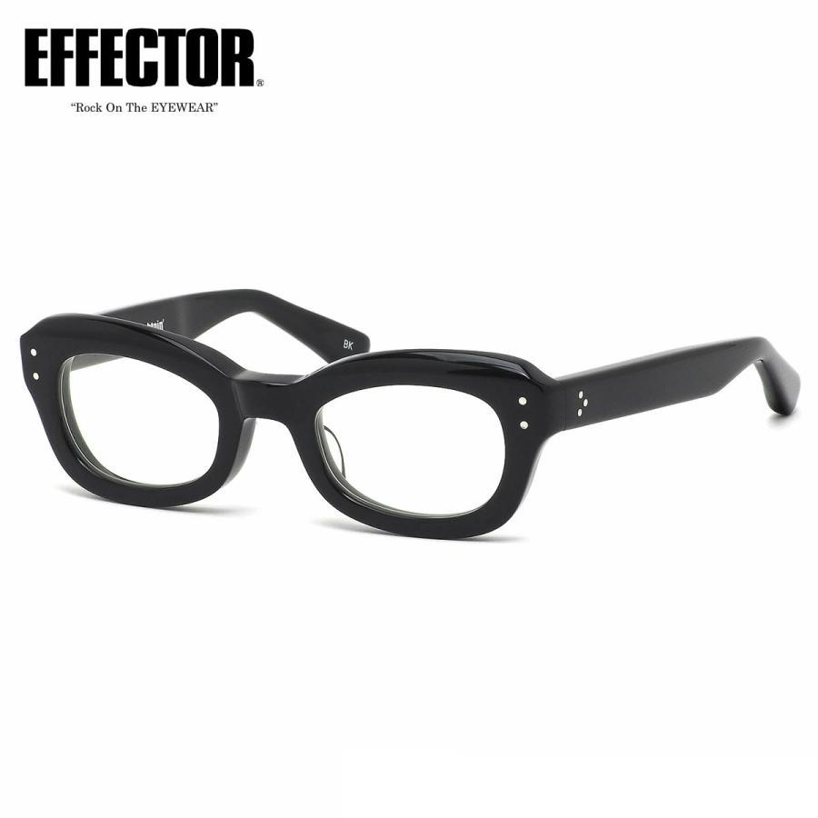 EFFECTOR エフェクター メガネ 紫外線カットレンズセット Lightnin' BK 47サイズ ライトニン 8mm 肉厚 ウェリントン ダテメガネ made in Japan 日本製 ...