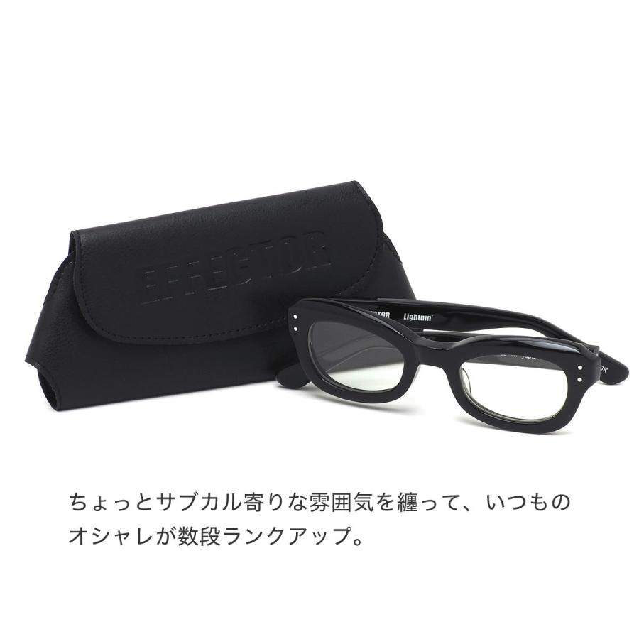 EFFECTOR エフェクター メガネ 紫外線カットレンズセット Lightnin' BK 47サイズ ライトニン 8mm 肉厚 ウェリントン ダテメガネ made in Japan 日本製 ...