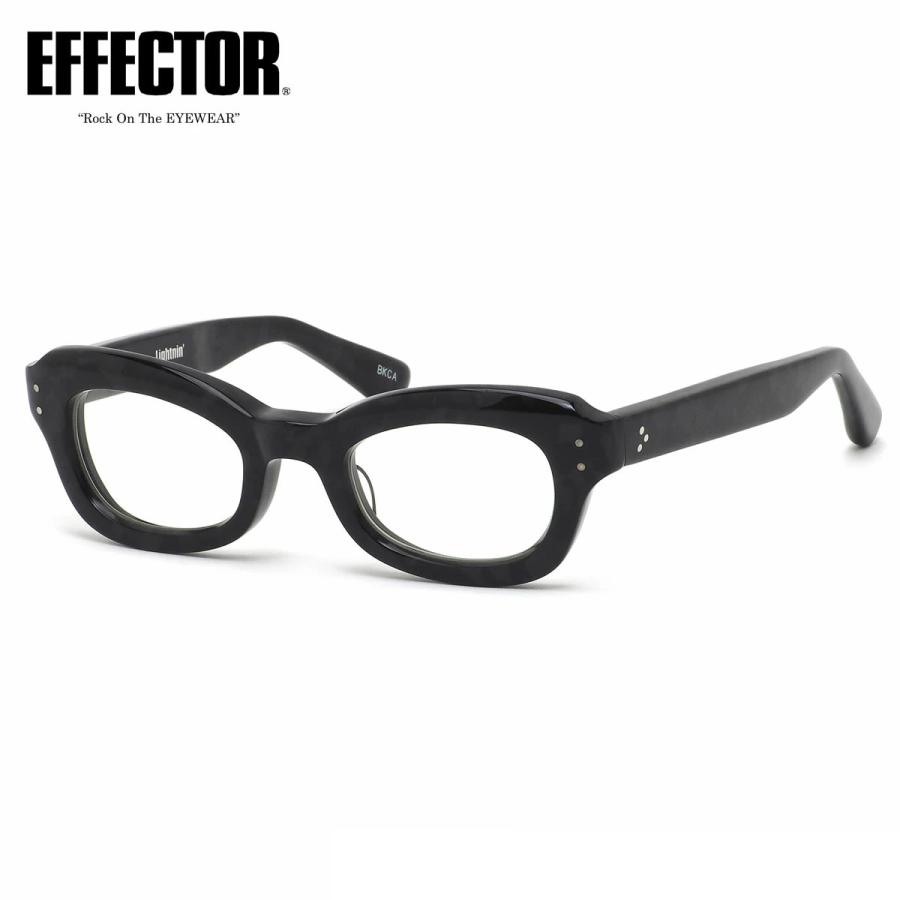 EFFECTOR エフェクター メガネ 紫外線カットレンズセット Lightnin' BKCA 47サイズ ライトニン 8mm 肉厚 ウェリントン ダテメガネ made in Japan 日本 ...