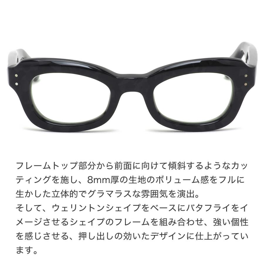 EFFECTOR エフェクター メガネ 紫外線カットレンズセット Lightnin' BKCA 47サイズ ライトニン 8mm 肉厚 ウェリントン ダテメガネ made in Japan 日本 ...