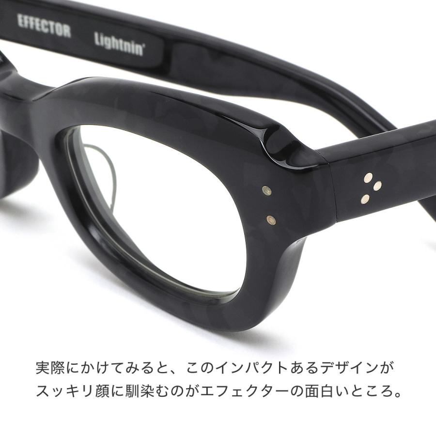 EFFECTOR エフェクター メガネ 紫外線カットレンズセット Lightnin' BKCA 47サイズ ライトニン 8mm 肉厚 ウェリントン ダテメガネ made in Japan 日本 ...