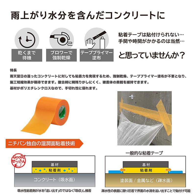 NICHIBAN ニチバン せこたんコンクリート用湿潤粘着テープ WCT-50（50mm×10m）（3巻セット） : パック・ナンバーワンYahoo!店 - 通販 - Yahoo!ショッピング