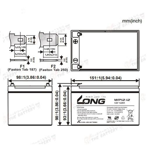 KUNG LONG（ロング） WP12-12 ロングバッテリー 互換 HZ12-12 12SN12 NPH12-12 : バッテリーのことなら ...