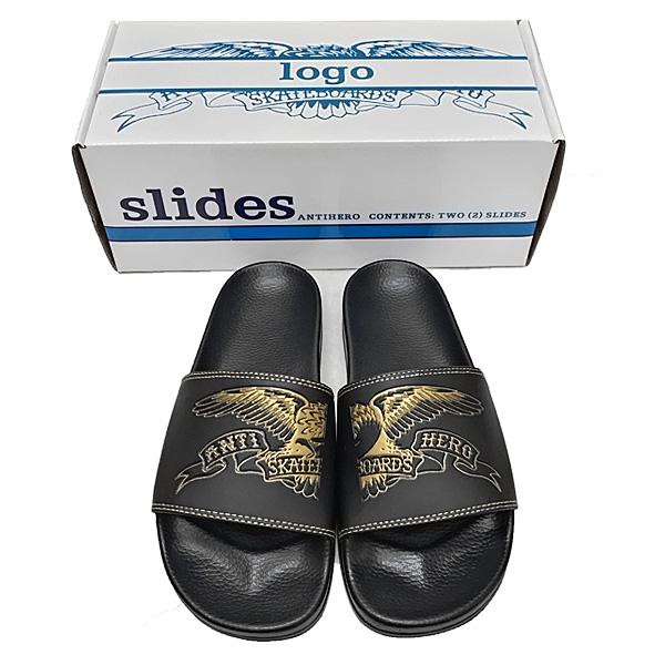 ANTIHERO SKATEBOARDS サンダル アンタイヒーロー ANTI HERO BASIC EAGLE SLIDE SANDAL (BLACK / GOLD) スライドサンダル ...