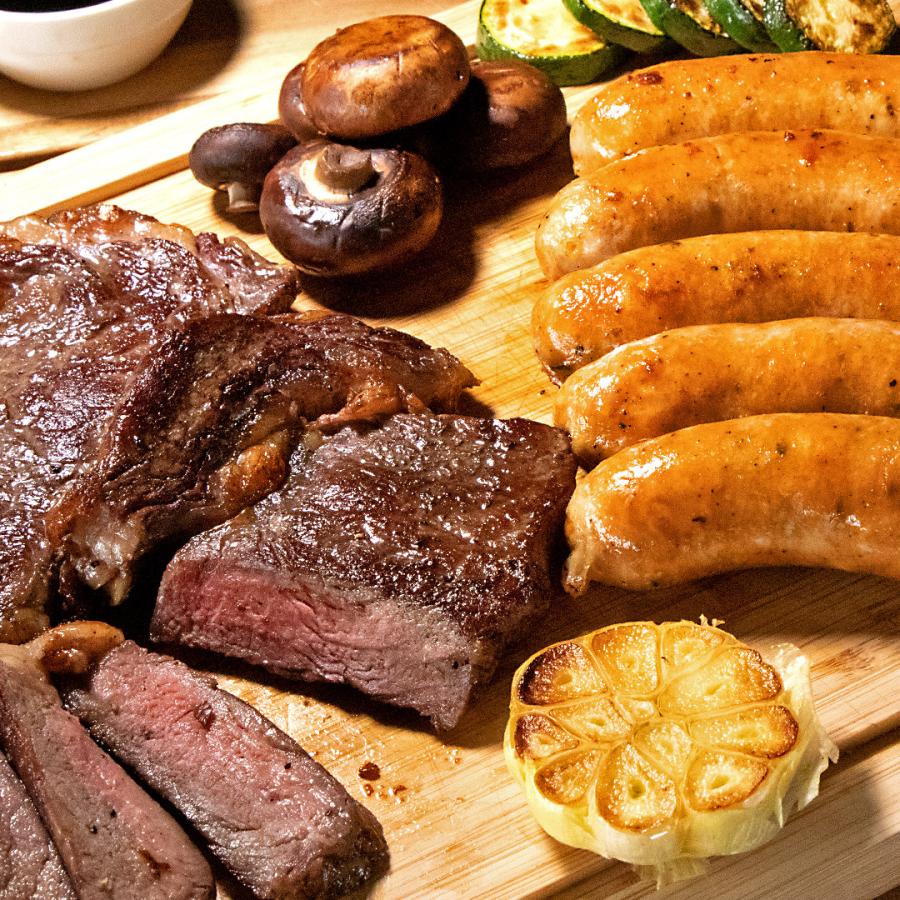 【GW限定】ステーキBBQセット （ステーキ、ソーセージ）1kg 2-4人前 送料無料 バーベキュー 骨付きチキン ビーフステーキ 牛肉 豚肉 具材 : ミートガイ - 通販 - Yahoo ...