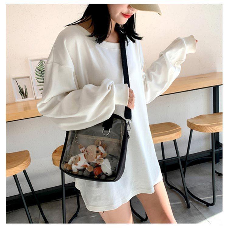 透明バック 痛バッグ ミニ ショルダー ぬいぐるみ 小さめ ぬい痛バッグ クリアバック 見せバッグ クリアポケット付き トートバッグ ...