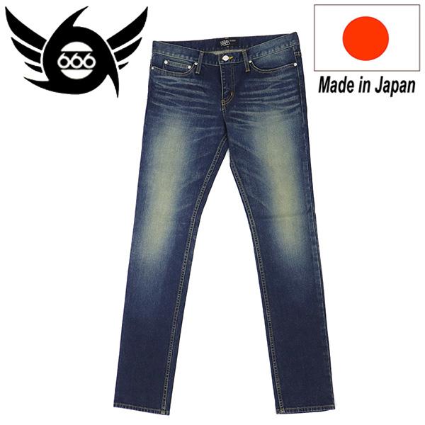 666 ORIGINAL SOP0018 ストレッチデニム スリムジーンズ インディゴUSED加工 : THREE WOOD ヤフー店 ...