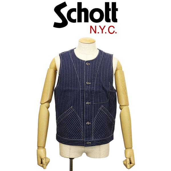 Schott N.Y.C (ショット) 3957001 OLD HICKORY DENIM VEST オールドヒッコリー デニムベスト 367INDIGO : THREE WOOD ヤフー店 ...