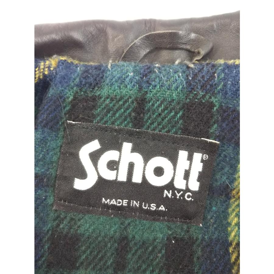 Schott N.Y.C 659 42 襟付き シングル ライダースジャケット レザー ショット チェックインナー トラッカー TALON ...
