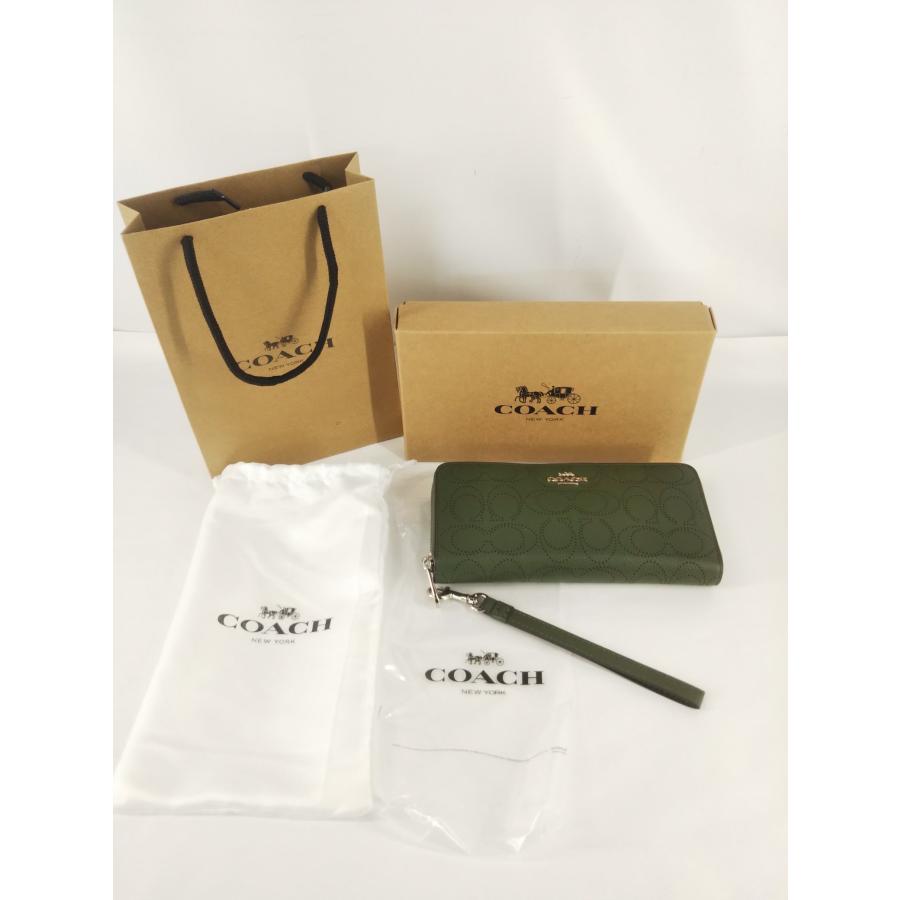 COACH コーチ 長財布 パフォレイテッド グリーン ウォレット アラウンド ジップ ストラップ付き C4715 : スリフトWEB SHOP 2nd - 通販 - Yahoo!ショッピング