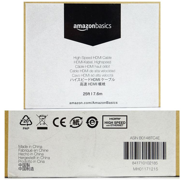 amazon 【中古】【未開封品】〇即納〇 amazonbasics ハイスピードHDMIケーブル 7.6m B014I8TC4E タイプAオス-タイプAオス ★通常1〜2営業日以内に発送★ ...
