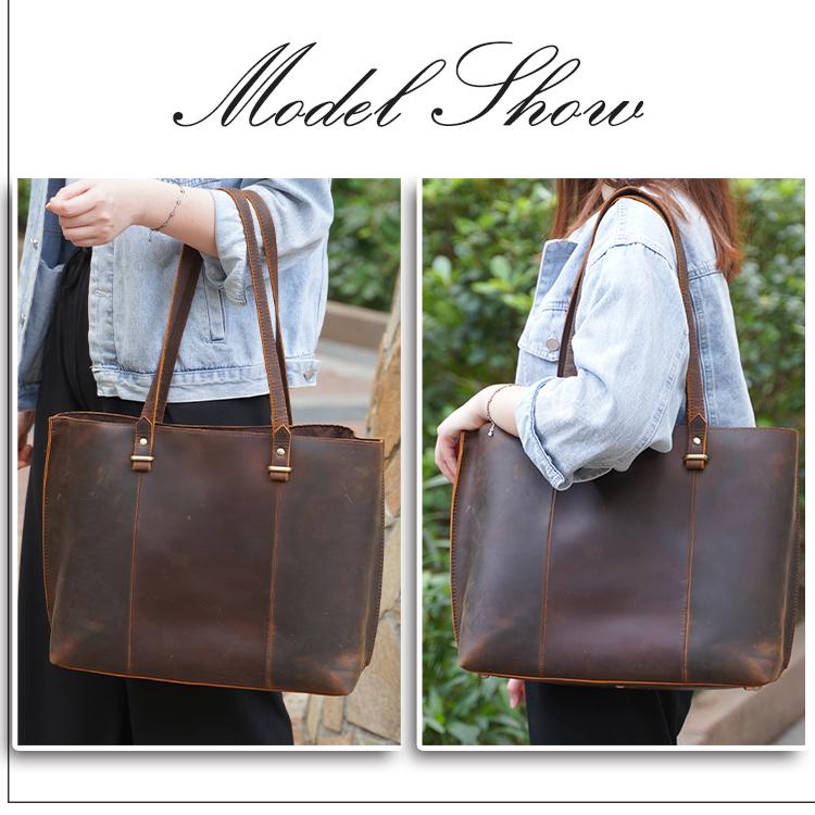 TIDING ビンテージ 自立 トートバッグ 本革 レディース 手提げ ハンドバッグ 大容量 YKK 15.6PC A4対応 2WAY 厚手牛革 育てる鞄 茶系 : 2394fsz-oct6 ...