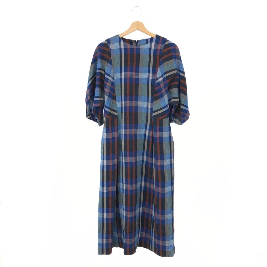 DAMA collection ダーマ・コレクション チェック柄ロングワンピース 大きいサイズLL ブルー レディース ディノス トップス : リサイクルショップティファナ - 通販 ...