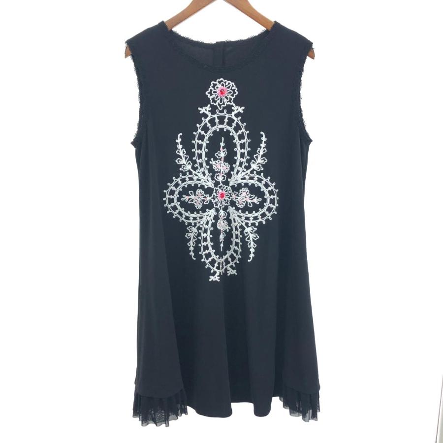 TOKUKO 1er VOL トクコ・プルミエヴォル 刺繍デザインワンピース サイズ:9 ブラック レディース ノースリーブ トップス ...