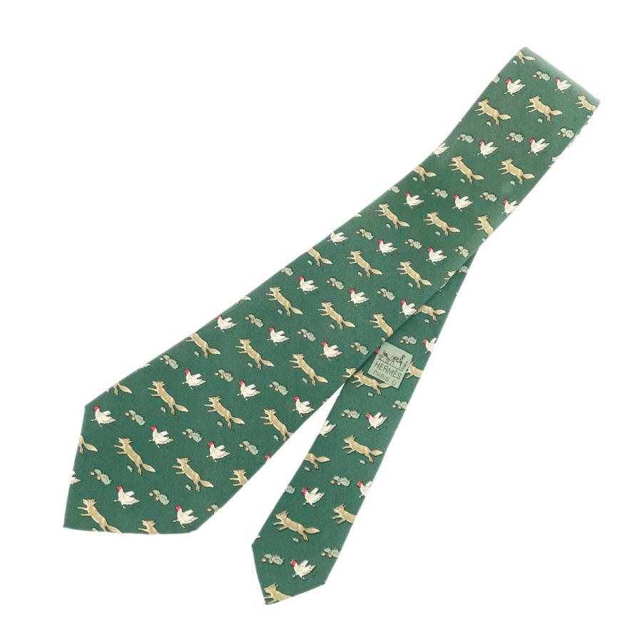 HERMES エルメス ネクタイ 7488 IA グリーン シルク100％ ニワトリ キツネ メンズ フランス製 ビジネス 服飾小物 : リサイクルショップティファナ - 通販 - Yahoo ...