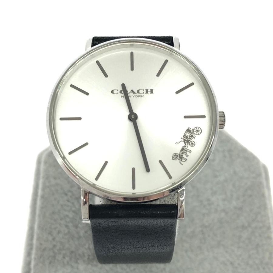 COACH コーチ ペリー 腕時計 クォーツ 14503115 ブラック/シルバーカラー SS・レザー レディース ウォッチ watch ...