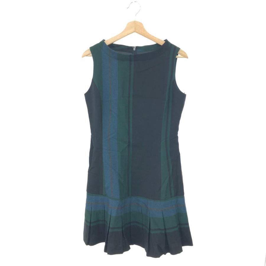 YORKLAND ヨークランド ボックスプリーツ タータンチェック ノースリーブ ワンピース 良好 サイズ:11AR ブラック/グリーン レディース : リサイクルショップティファナ - 通販 ...