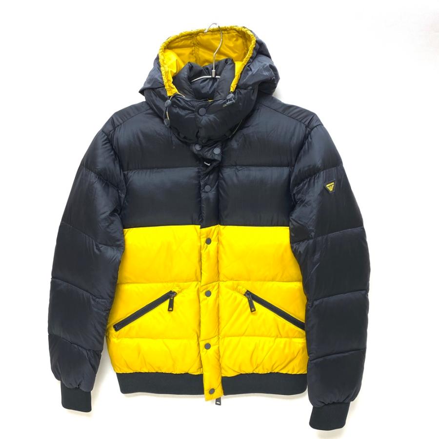 ARMANI JEANS アルマーニジーンズ ダウンジャケット 48 ブラック/イエロー メンズ パッカブル アウター ブランド ジャンパー ...