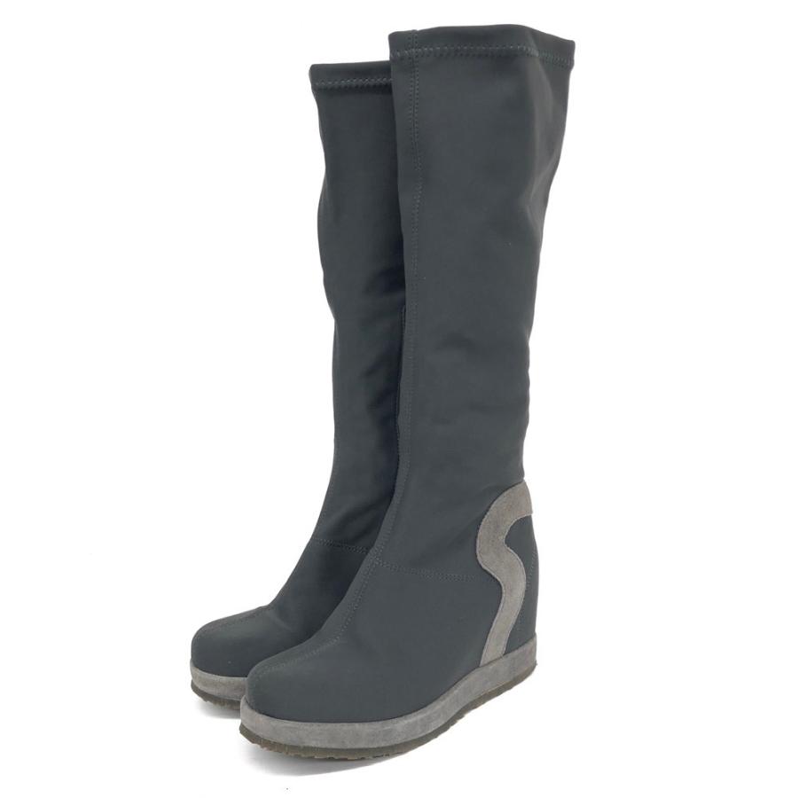 RUCO LINE ルコライン ロングブーツ 36 グレー ストレッチ インヒール レディース 靴 シューズ ブーティー boots ...