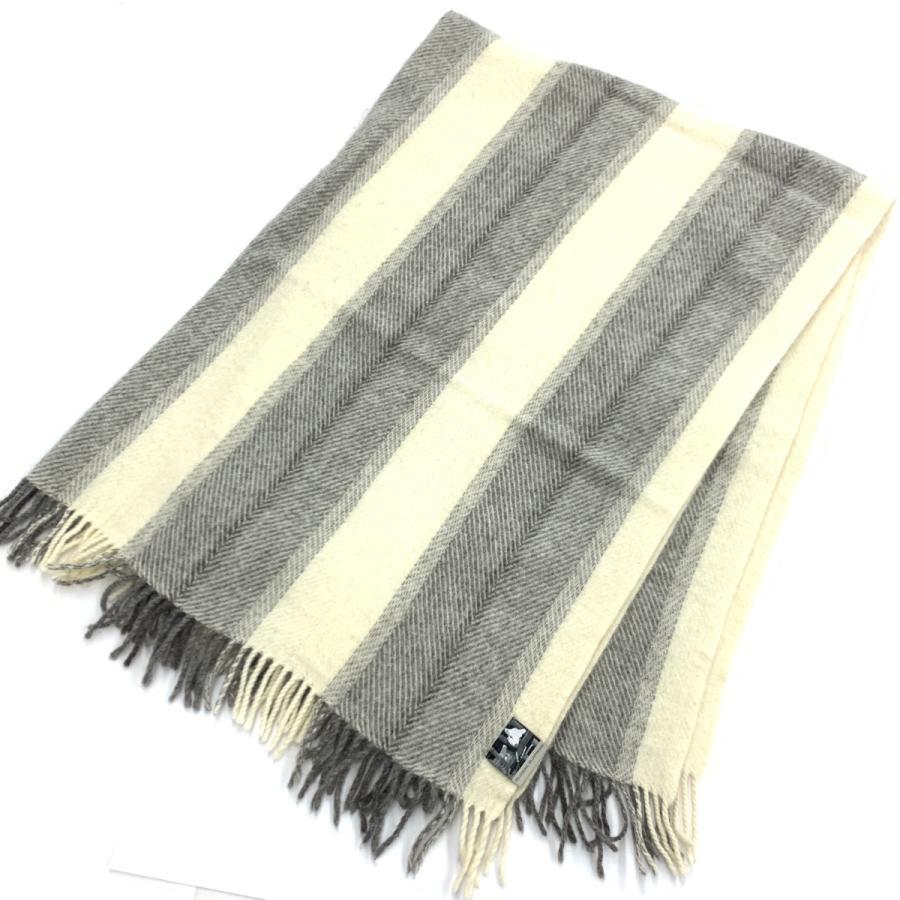 AXEL JAPAN アクセルジャパン ブランケット 美品 ホワイト/グレー ウール100％ ユニセックス 贈答品 引き出物 ギフト ...