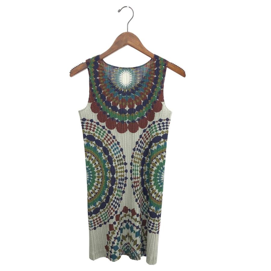 PLEATS PLEASE プリーツプリーズ ノースリーブ カットソー 良好 サイズ:3 PP03-JT631 マルチカラー レディース ワンピース 総柄 : リサイクルショップティファナ ...