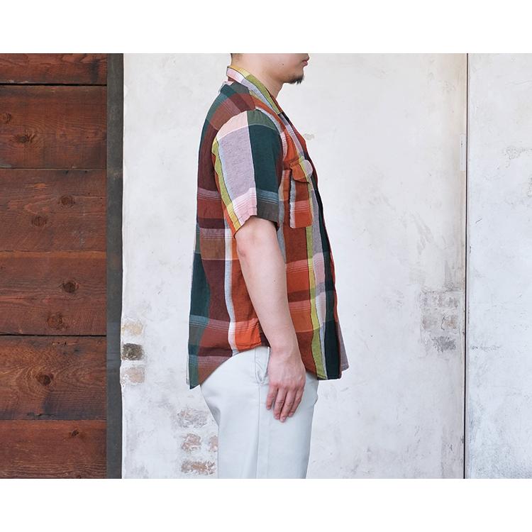 orSlow オアスロウ 01-8067-C44 Short Sleeve Work Shirt ショートスリーブ ワークシャツ Check チェック柄 コットン リネン 日本製 メンズ ...