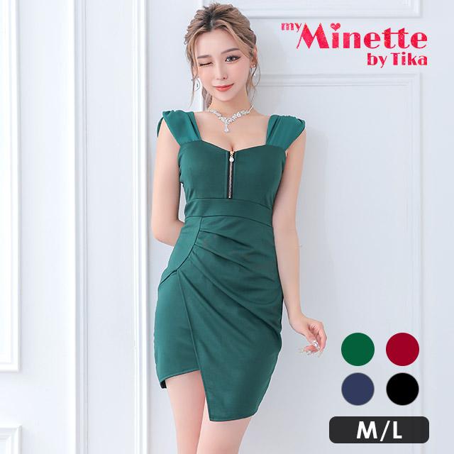 myMinette ミニドレス ジップ ノースリーブ タイト スリット myMinette ミニドレス ジップ ノースリーブ タイト スリット