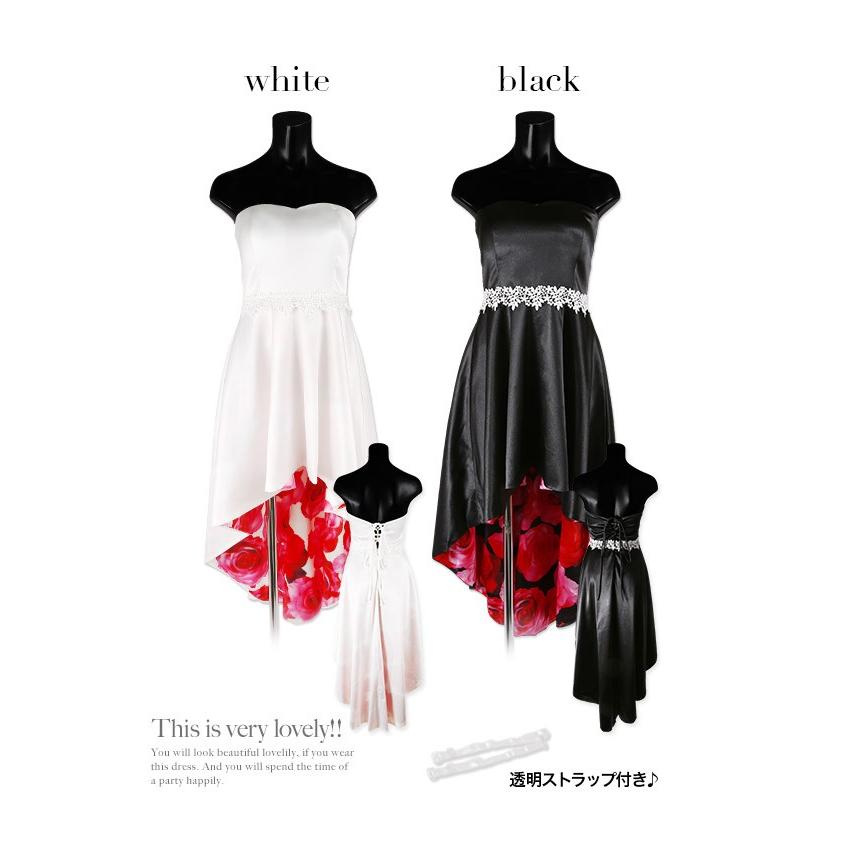 Tika キャバドレス キャバ嬢 裏模様 バラ 白 黒 前ミニ 薔薇柄 Tika キャバドレス キャバ嬢 裏模様 バラ 白 黒 前ミニ 薔薇柄