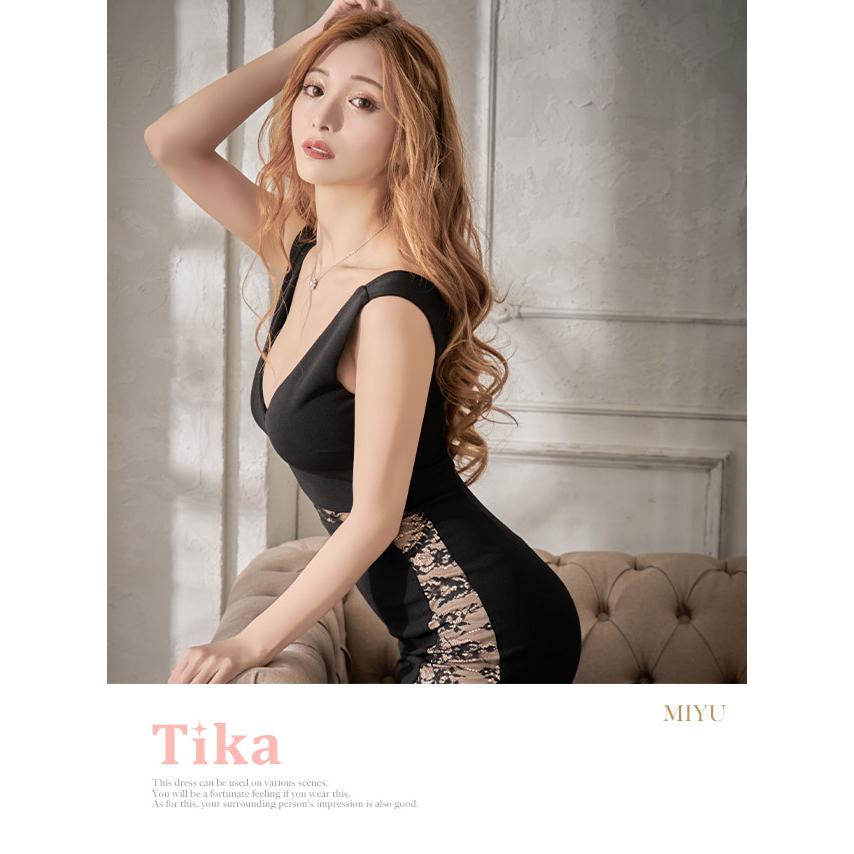 Tika キャバ ドレス キャバドレス ミニ 大きいサイズ タイト 黒 Tika キャバ ドレス キャバドレス ミニ 大きいサイズ タイト 黒