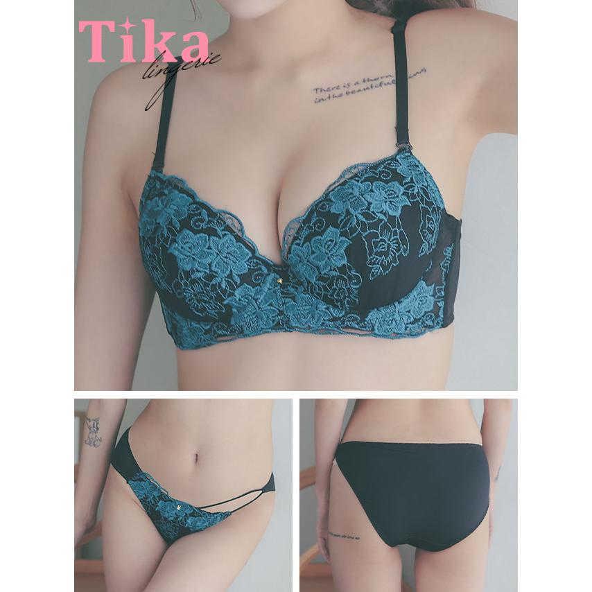 Tika 花柄 レース ブラ ショーツ セット ピンク ブラック A70 A75 B65 B70 B75 C65 C70 C75 D65 D70 D75 E65 E70 : Tika ヤフー ...
