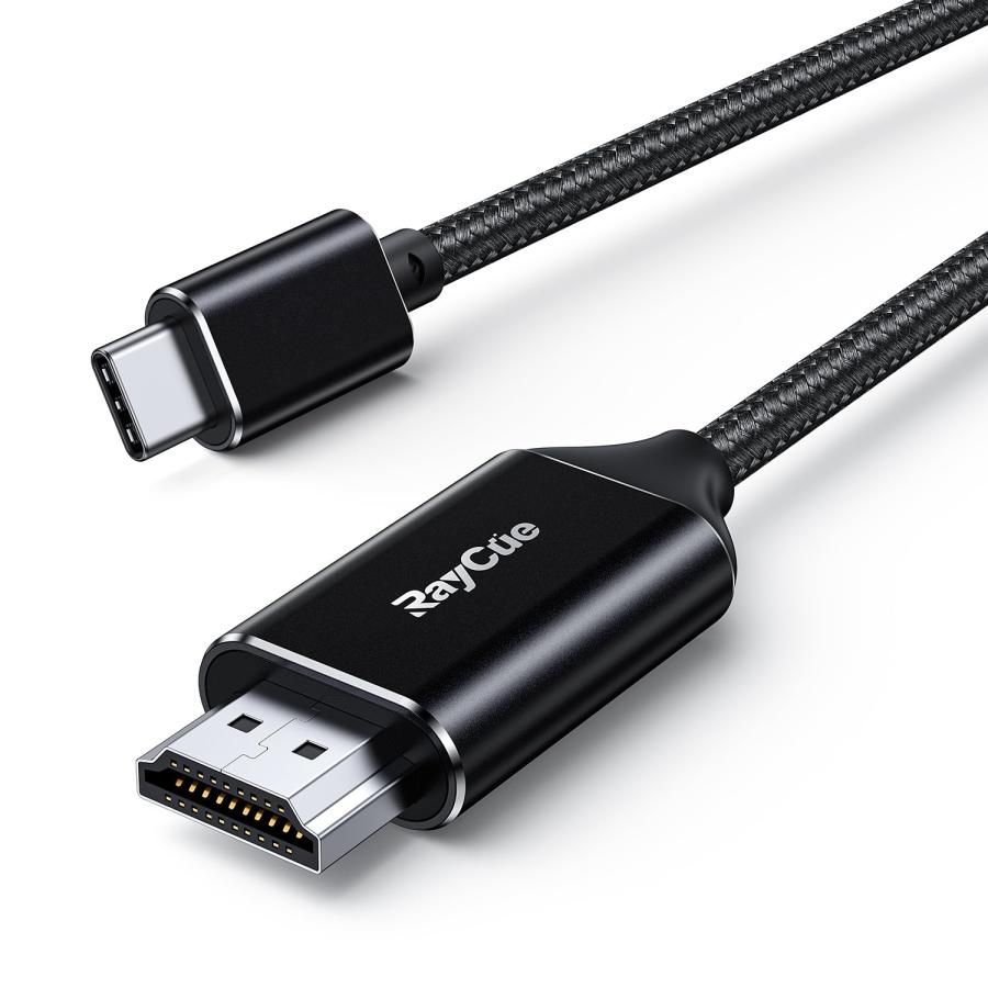 RayCue USB C HDMI 変換ケーブル 2M 4K＠30Hz 変換コネクタ 設定不要 ナイロンコード Thunderbolt 3/4 ...