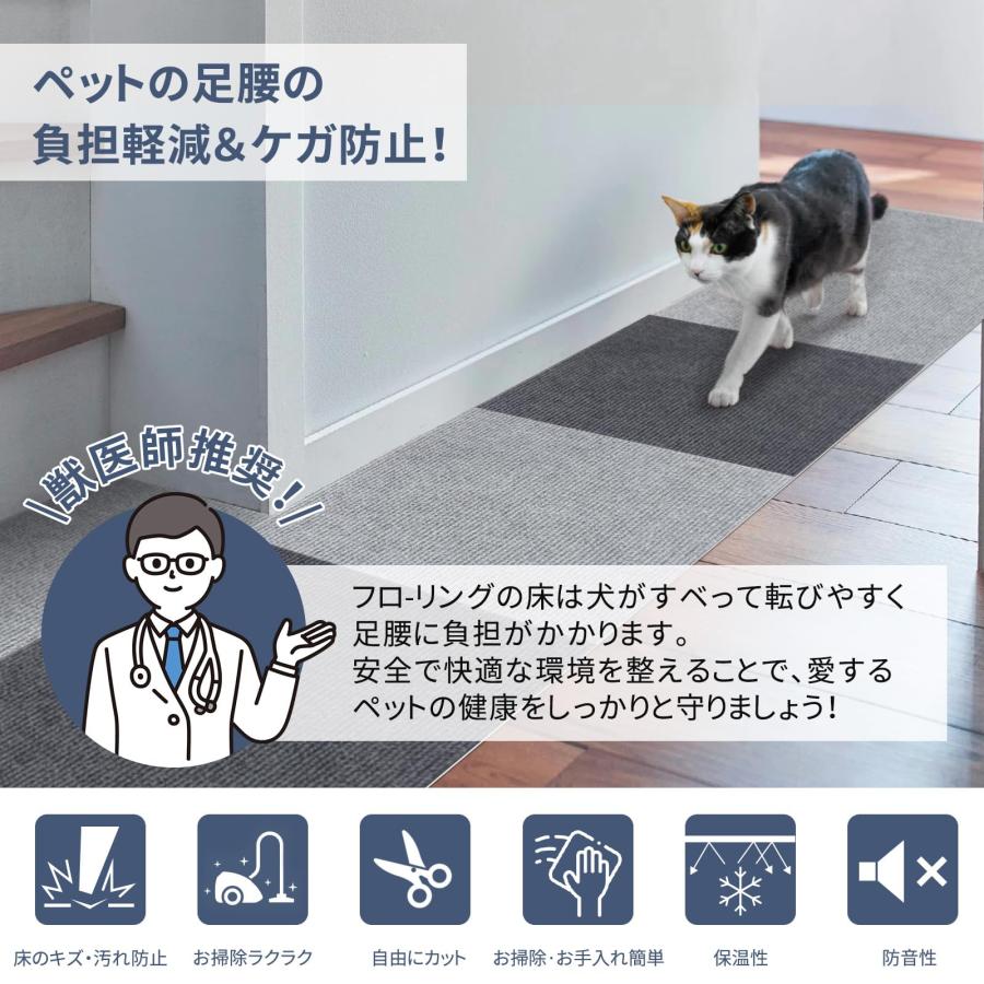 タイルカーペット ジョイントマット タイルマット 吸着マット 大判 玄関マット 30x30cm 40枚 滑り止め対策 撥水 洗える ペット用 カーペッ : ラ・ティモア - 通販 ...