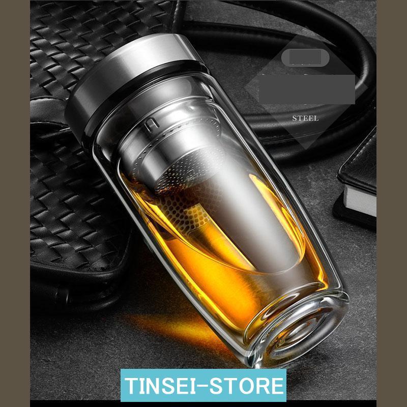 ティーボトル 400ml ボトル 茶こし付き ガラス 水筒 耐熱ボトル ティーカップ ティーポットマイボトル マグボトル 透明 耐熱 二重ガラ : TINSEIヤフー店 - 通販 ...